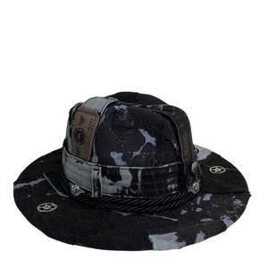Accessories | Customize Patchwork Handmade Backgrey Denim Fedora Hat ...